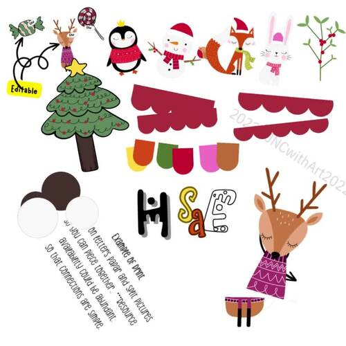Christmas Bulletin Board Kit, Winter Door Decoration, Printable, Editable