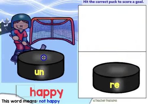 Winter Hockey Theme Remote Learning BOOM CARDS PREFIX & SUFFIX WORD ...