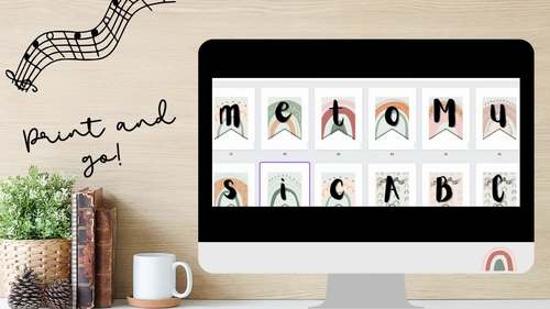 Boho Rainbow A-Z Music Bunting and Welcome Sign | Music Decor | Music Sign