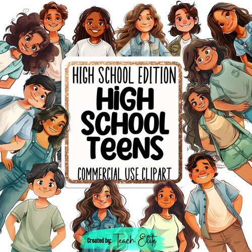 High School Students Clipart, Commercial Use Realistic Clipart by Teach ...