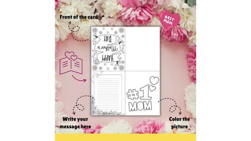 Color and fold Mother's Day Cards by Teacher Kasie | TPT