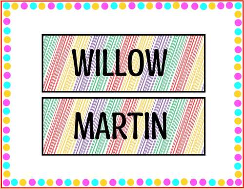 Printable Colorful Students Desk plates, Student Name Labels, Name Posters