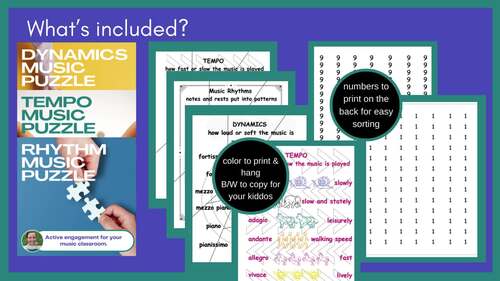 Bundle of Music Class Puzzle Activities: Dynamics, Tempo, and Rhythm