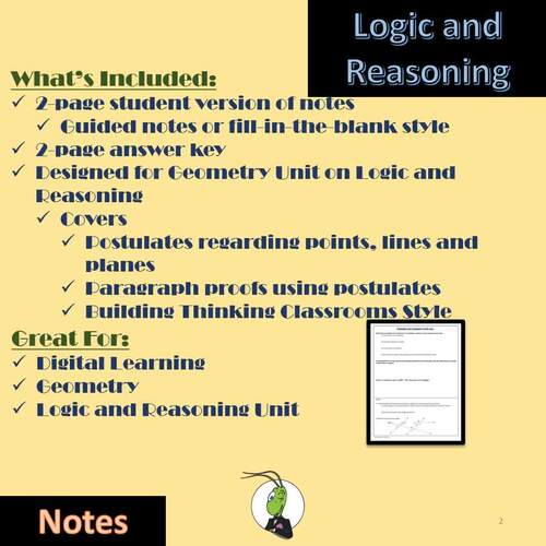 Postulates and Paragraph Proofs Geometry Guided Notes for Logic and ...