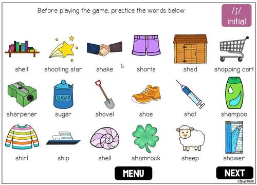 Speech Click It /sh/ Articulation Game BOOM CARDS™ Speech Therapy Game