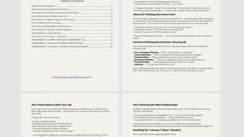Repetitive Thought Pattern Workbook for Anxiety Overthinking Emotional ...