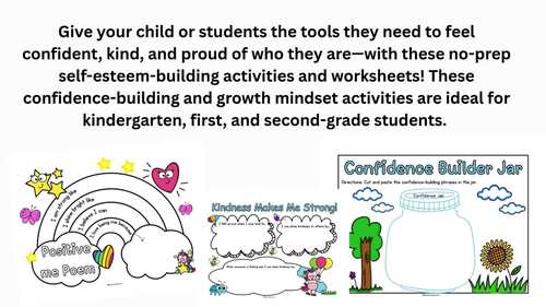 Self Esteem Worksheets Activities Kindergarten First Second Grade No Prep