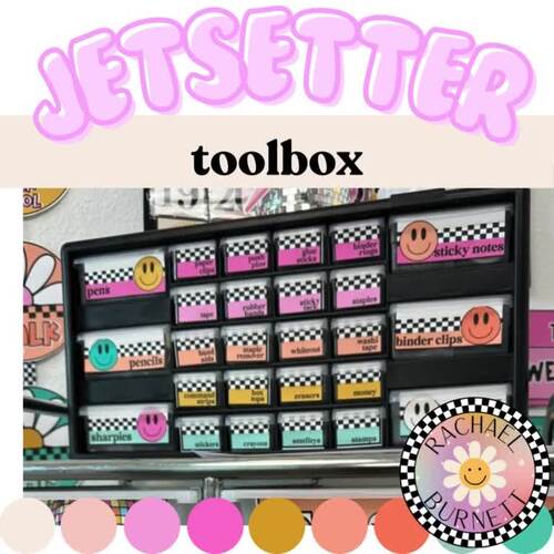 Toolbox Labels // Jetsetter ️ // Palm Springs Themed Classroom Decor