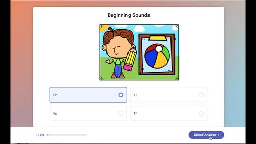 Google Classroom Beginning Sounds with EASEL Assessment | TPT