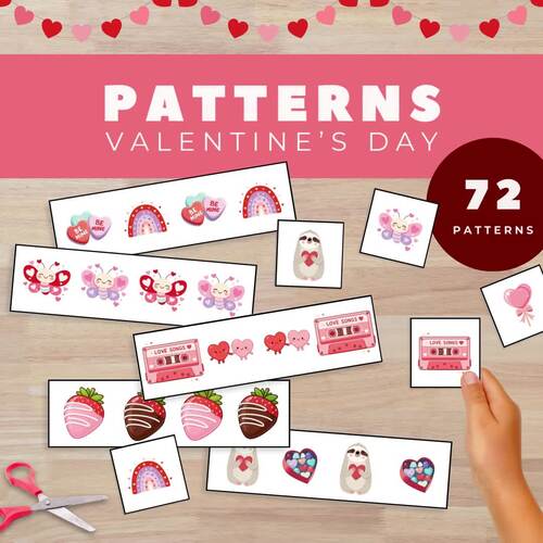 Valentine's Day Patterns Activity, February Morning Work, Montessori ...
