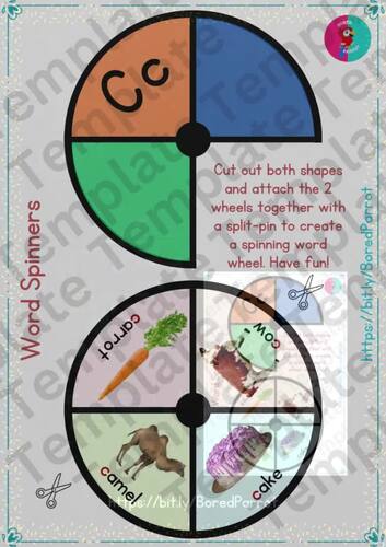 Vocab Word Spinners for Kindergarten. Letter C by Bored Parrot | TPT