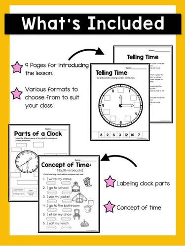 Telling Time: To the hour and half hour for kindergarten and grade 1