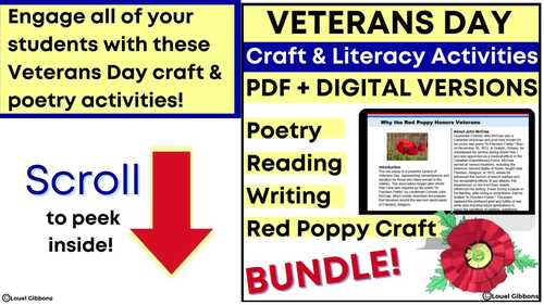 Veterans Day Red Poppy Craft Poetry In Flanders Fields Creative Writing ...