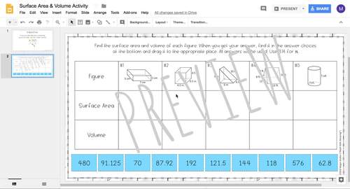 Surface Area and Volume of Prisms and Cylinders Digital and Print Activity