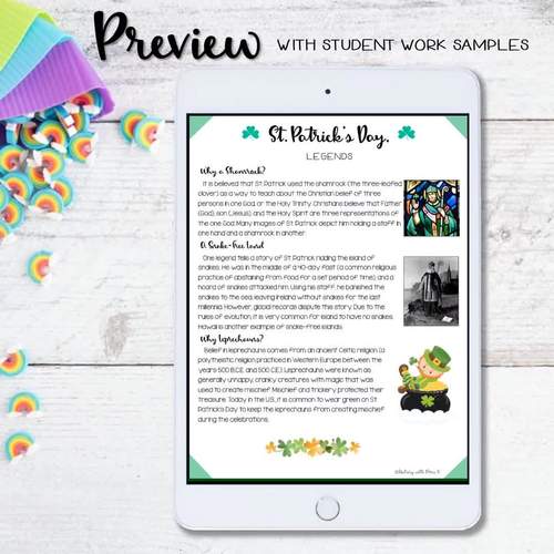 St. Patrick's Day Lesson Middle School Readings & Activities | TPT