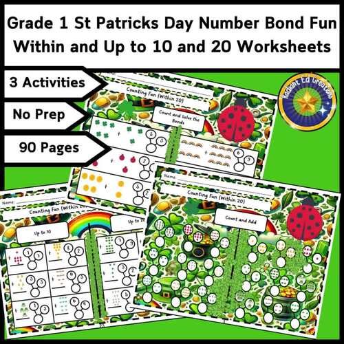 Grade 1 St Patricks Day Number Bond Fun Within and Up to 10 and 20 ...