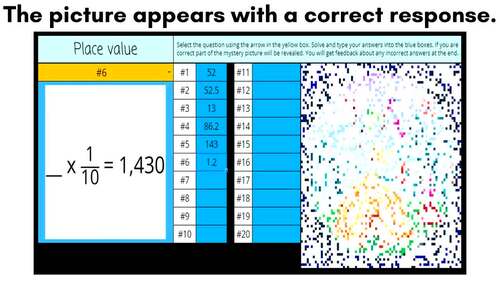 5th Grade Place Value Pixel Art 5.NBT.1 by Pick Up and Go Resources