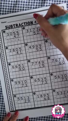 Graph Paper Worksheet : Subtraction 4 Digit by 2 Digit With Answer ...