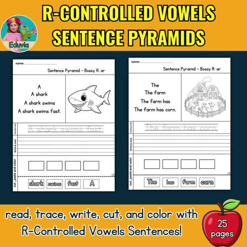 R-Controlled Vowels Decodable Sentence Pyramids | Phonics, Reading ...