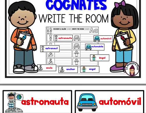 Escribe el salón con cognados de A-Z Write the Room Cognates | TpT