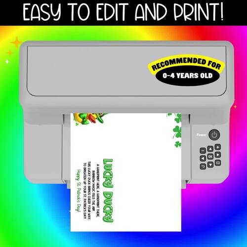 St Patricks Day Lucky Duck Rainbow Clover Shamrock Leprechaun Handprint ...