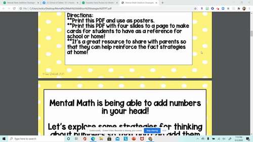 Mental Math Addition Strategies Posters and Student Cards | TPT