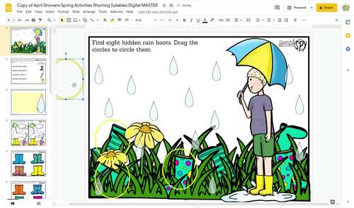 Spring Activities plus Rhyming, Syllables Print and use with Google Slides™