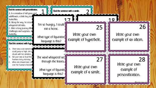 FIGURATIVE Language Review Task Cards - Idioms, Metaphors, Similes