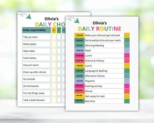 Editable Kids’ Chore Chart & Daily Routine | Rainbow Theme | Canva ...