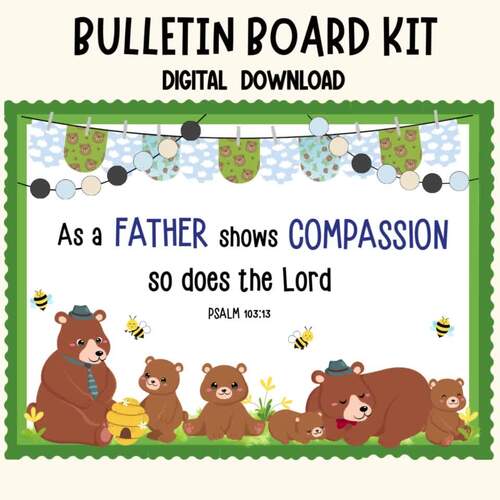Father's Day Bulletin Board Bible Verse Classroom Decor Christian Door ...