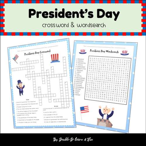 President's Day Crossword&Word Search 3-5 President's Day Activities ...
