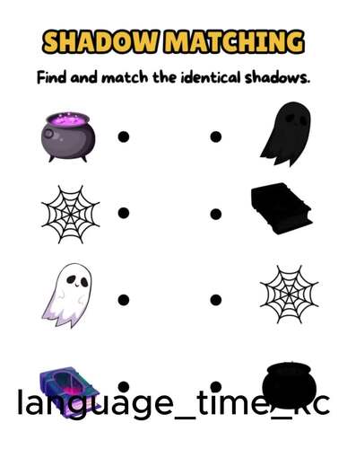 Halloween Shadow Matching Game Printable preschool worksheets toddler ...