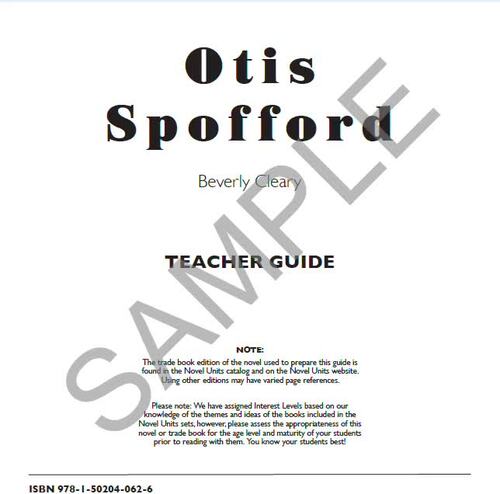 Otis Spofford Novel Units® Teacher Guide Novel Study | TPT