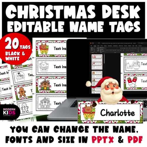 Editable Christmas Name Tags | Student Desk Labels | Classroom Decor