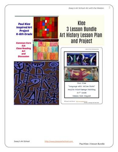 Klee Art 3 Lesson Bundle Birds Primitive people Word art K-4th Grade ...