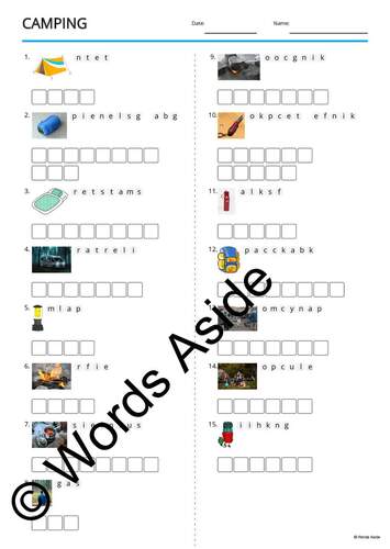 English Vocabulary Worksheets Flash Cards Crossword Word Search Anagram ...