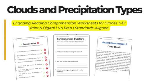 Clouds and Precipitation Types | Science Reading Comprehension & Activities