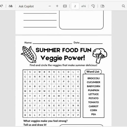 Summer Word Search + Writing Combo Worksheets | K-2 | Healthy Treat ...