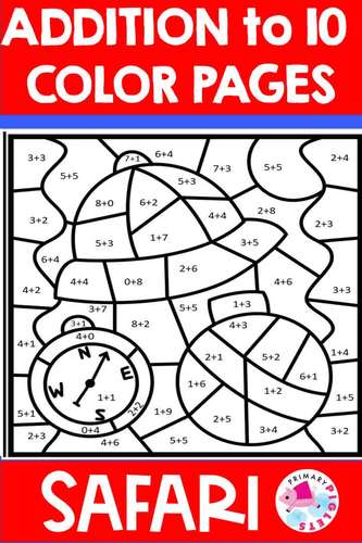 Color by Code ZOO ANIMALS SAFARI Color by Numbers Addition to 10