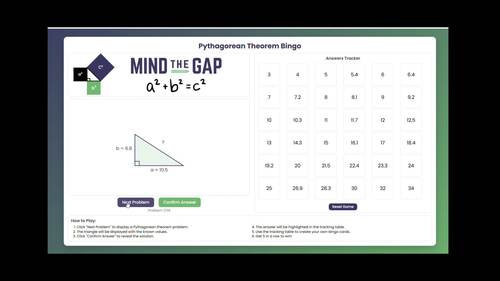 Pythagorean Theorem Digital BINGO Game - No-Prep Interactive Math Resource