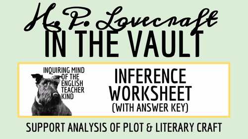 "In the Vault" by H.P. Lovecraft Close Reading Analysis Activity for ...