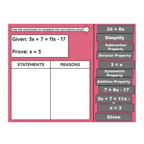Algebraic Proofs: Drag & Drop by MynKMath | TPT