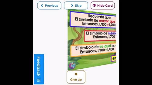 Comparar números hasta 4 dígitos/Comparing Numbers Spanish Boom Cards