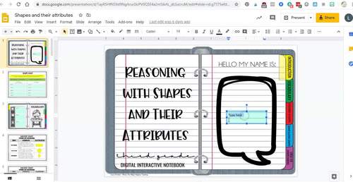 Shapes and their Attributes Digital Notebook for Distance Learning