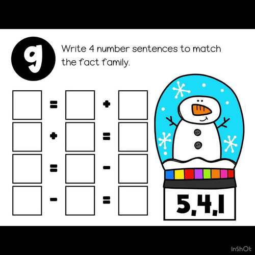 Winter Math Fact Families 6-10: Addition & Subtraction Task Cards for ...