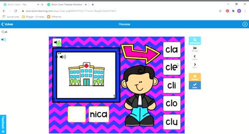BOOM CARDS: SÍLABAS TRABADAS con CL | Spanish Blends | Digital by Ms ...