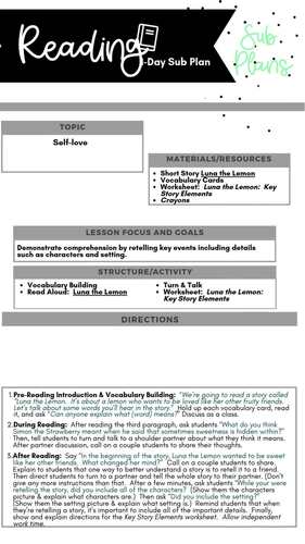 First Grade Sub Plans: 1-Day Comprehensive Sub Plans by Blank Canvas Studio