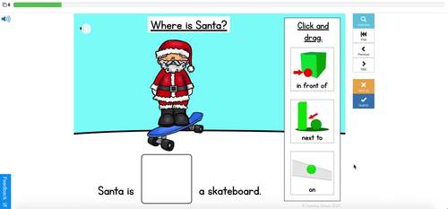 Santa Prepositions Speech Therapy | Christmas Boom Cards by Teaching Autism