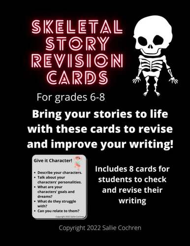 Skeletal Story Revision Cards for Grades 6-8 | TPT