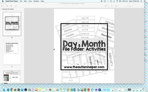 Day & Month File Folder Activities by The Autism Helper | TPT